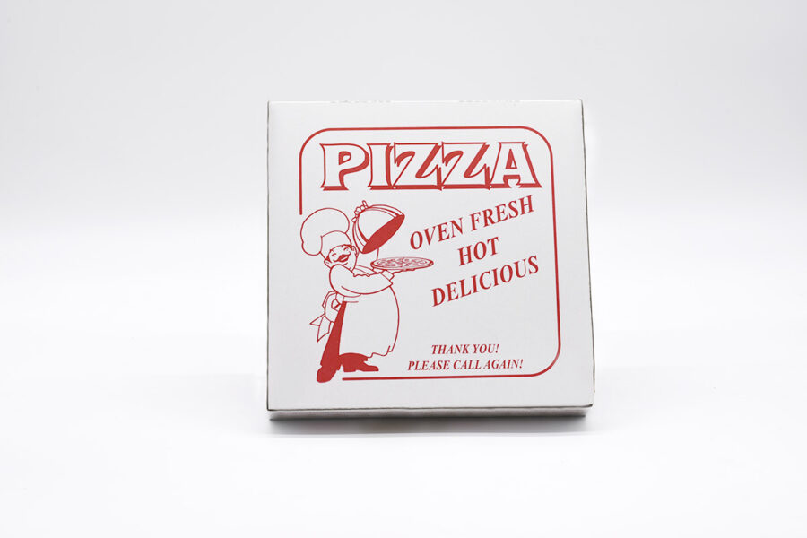 10"x10"x2" Lock Corner Clay Pizza Box with Stock Print Design - QCCMA