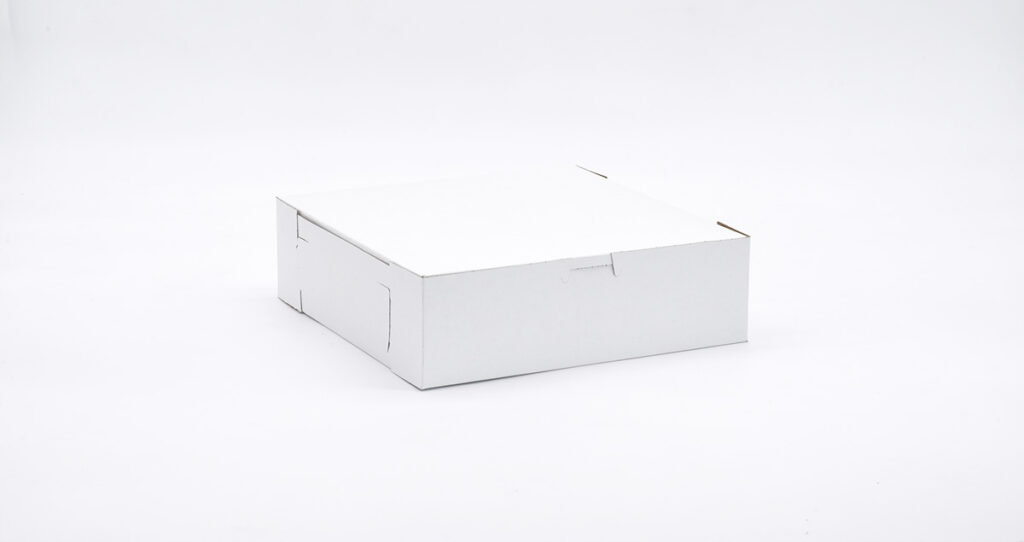10"x10"x3" Lock Corner White Bakery Box, 1 Piece - QCCMA