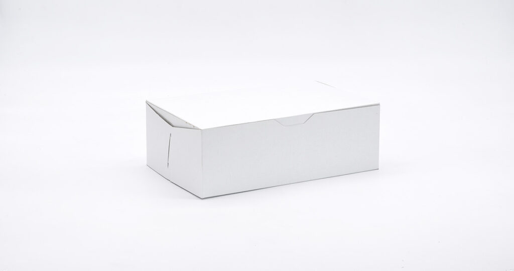 10 3/4"x6 3/4"x3 5/8" Lock Corner White Bakery Box, 1 Piece - QCCMA