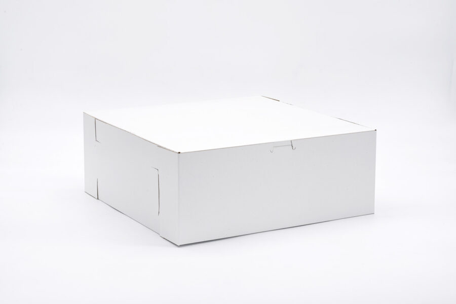 14"x14"x5 1/2" Lock Corner White Bakery Box, 1 Piece - QCCMA
