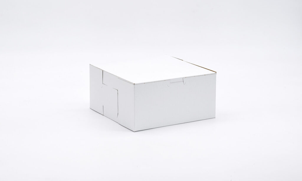 8"x8"x4" Lock Corner White Bakery Box, 1 Piece - QCCMA